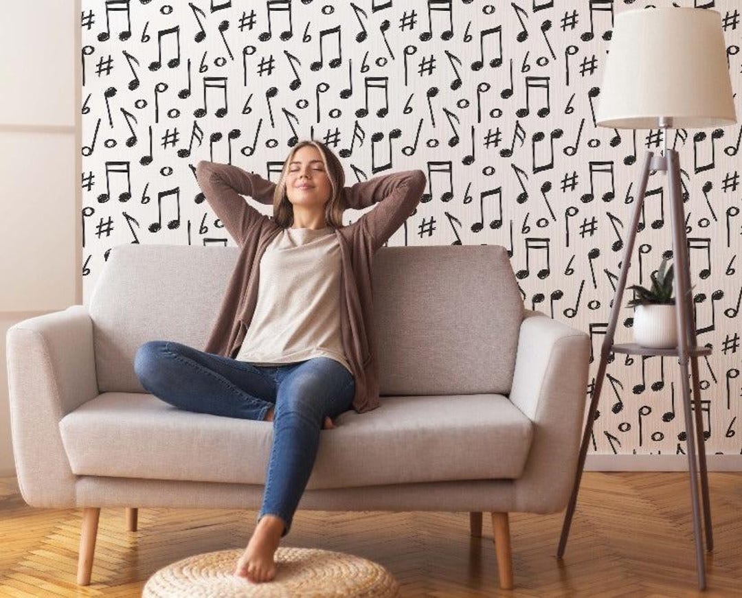 Music Notes Mural Wallpaper - Etsy UK