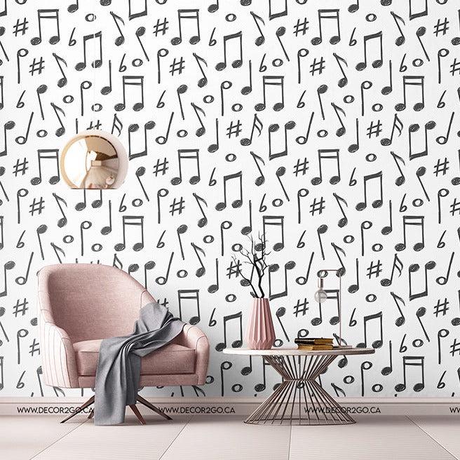 Music Notes Mural Wallpaper - Etsy UK