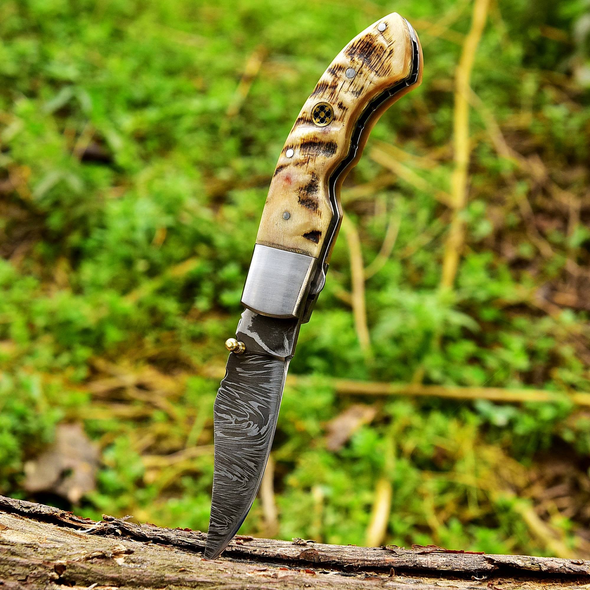 Custom Handmade Pocket Knife With Leather Sheath - Etsy