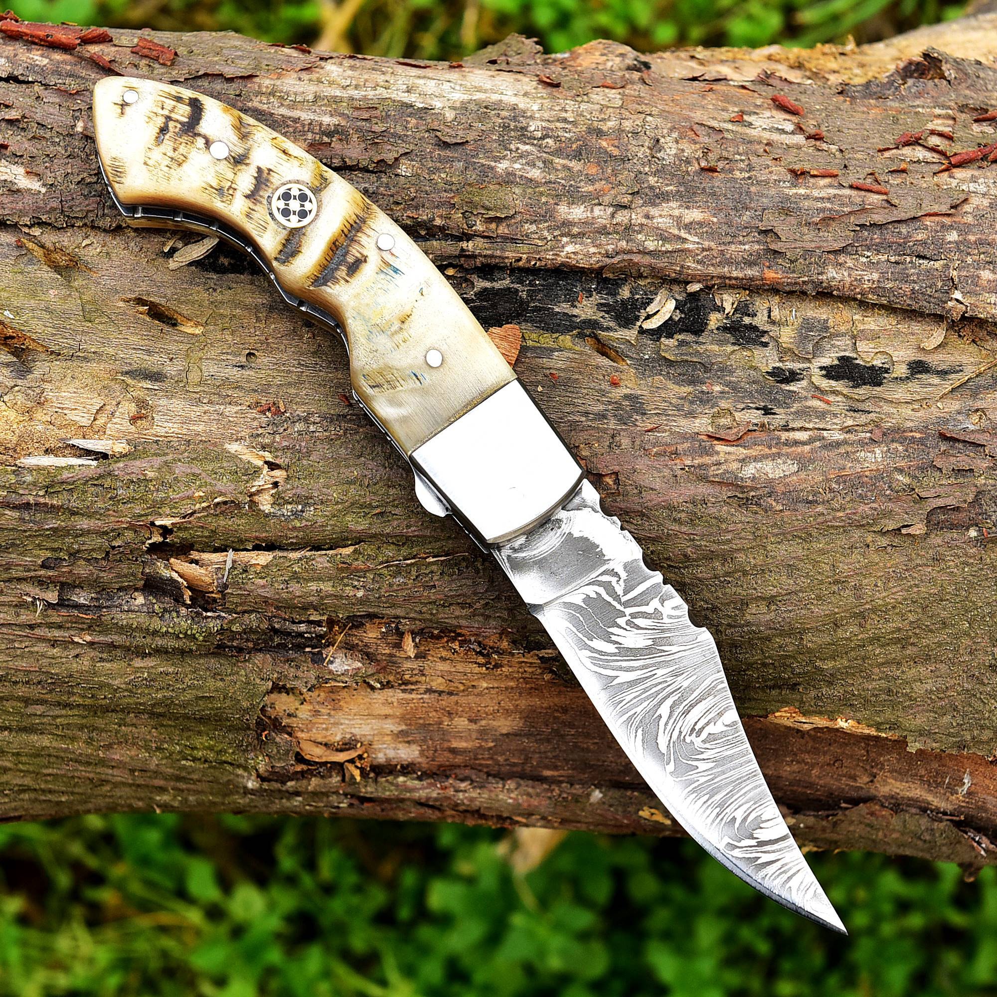 Custom Handmade Pocket Knife With Leather Sheath - Etsy