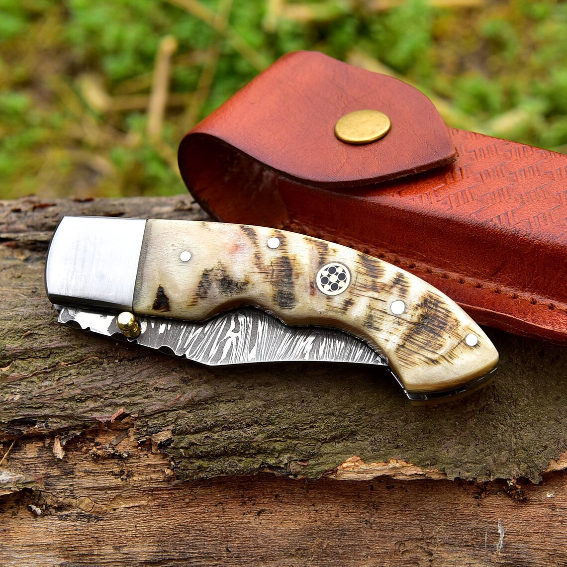 Custom Handmade Pocket Knife With Leather Sheath - Etsy