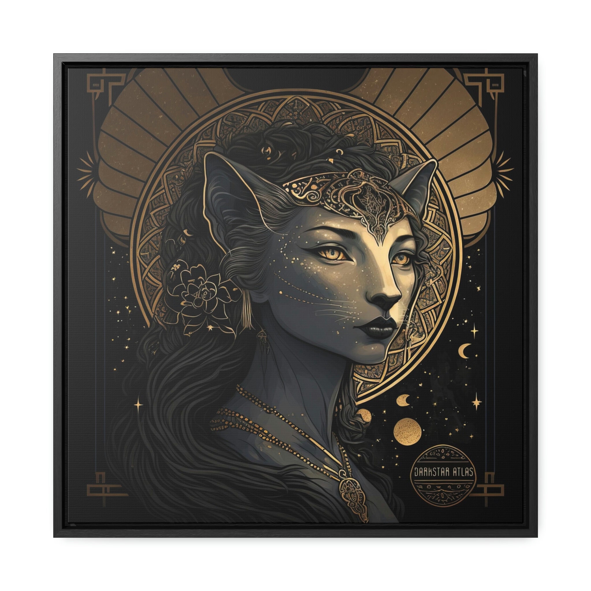 BASTET Eygptian Cat Goddess Square AI Generated Framed Canvas Print - Etsy