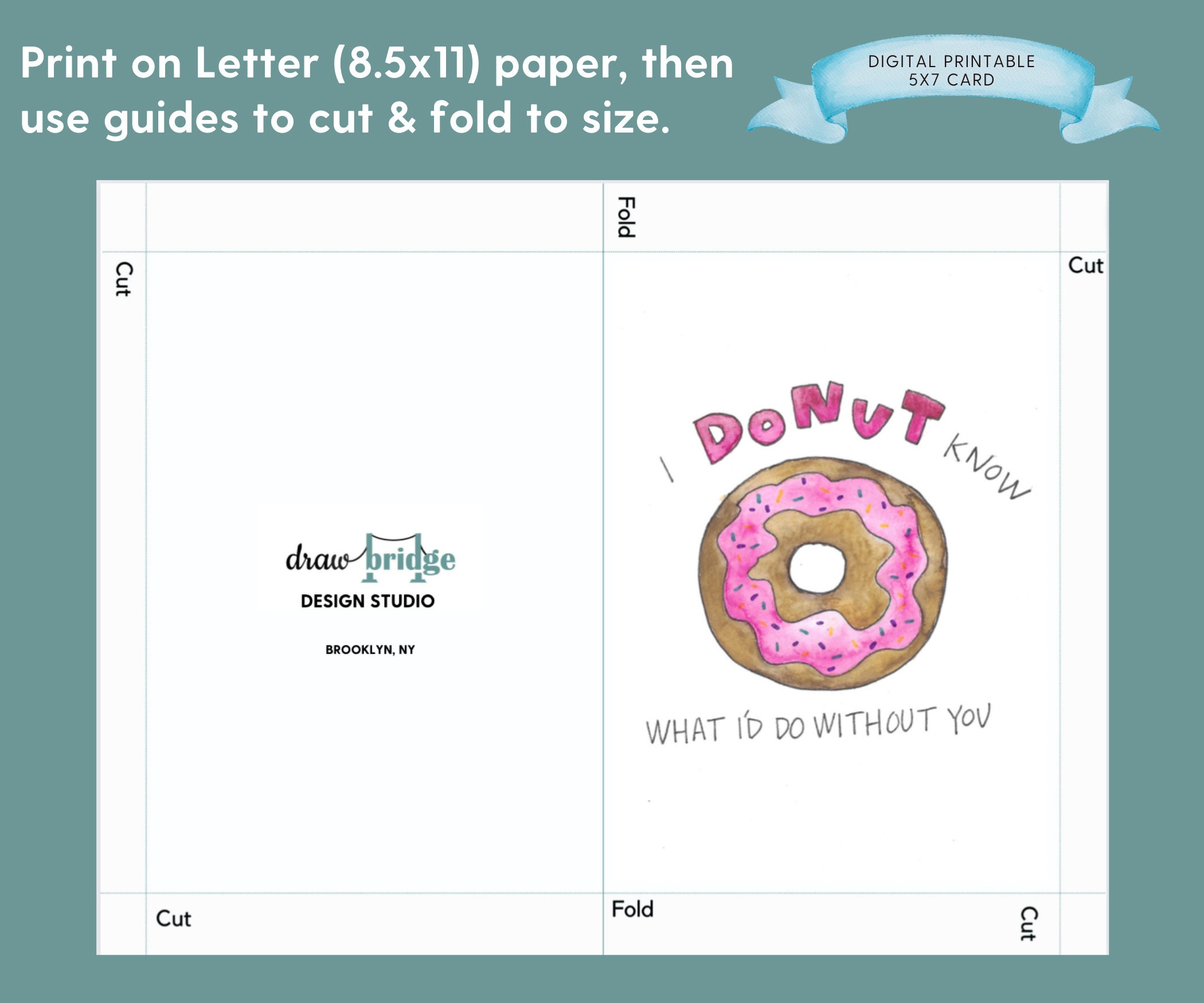 Printable Instant Download Card I Donut Know What Id Do Without You - Etsy