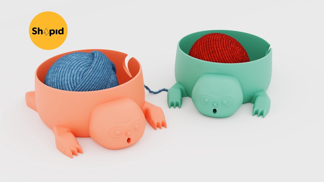 STL 3D Print File: Sloth - Monkey Yarn Bowl for Knitting, Crocheting ...