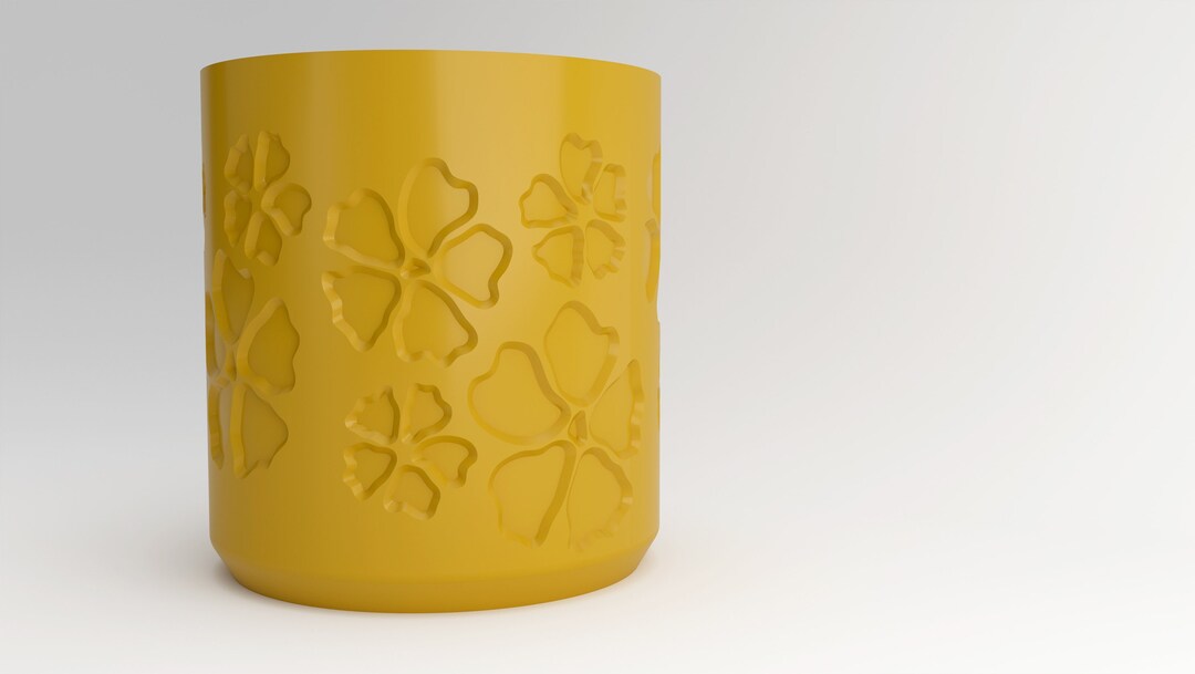 Flower Pot STL 3D Printing Vase With Engraved Floral Pattern and Smooth ...