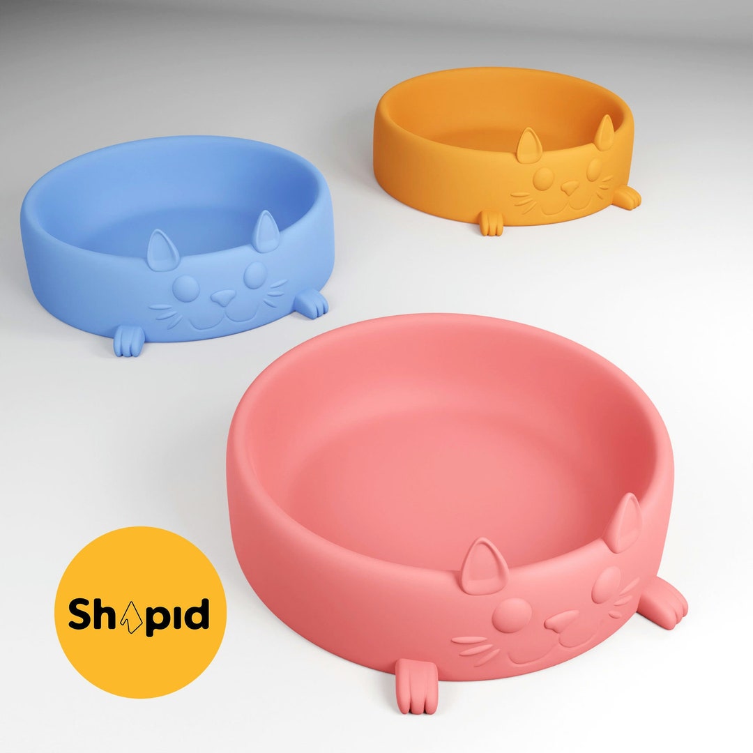 STL 3D Cat Bowl for Domestic Pet With Kitten Shape to 3d Print - Etsy