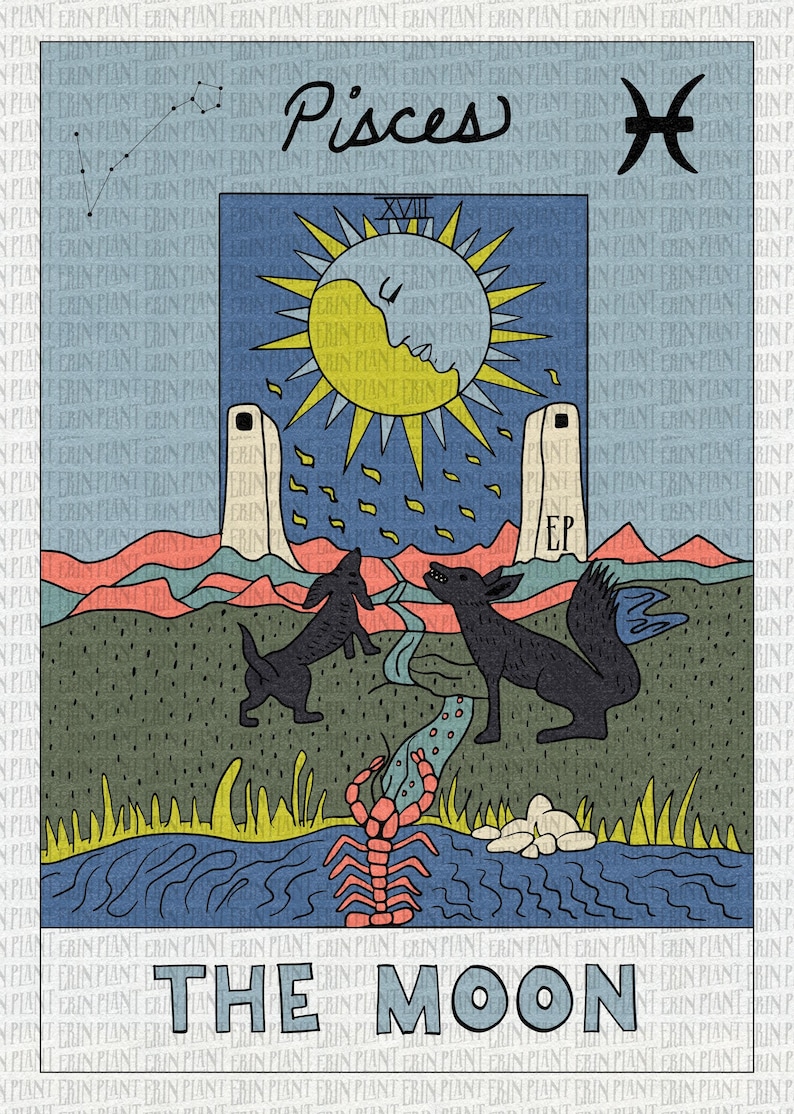 Pisces Tarotscope Birthday Greeting Card, the Fish, Zodiac, Horoscope ...