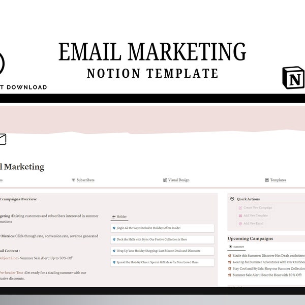 Email Marketing Notion Template - Etsy