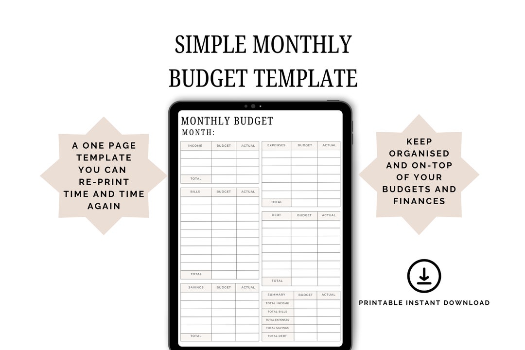 Monthly Income Budget Printable Tracker | Budget Planner | Savings ...