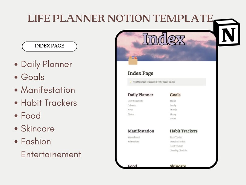 Notion Template - Life Organizer, Budget Planner, Meal Planner, Habit Tracker, Notion Calendar ...