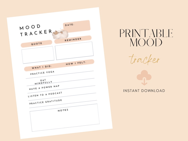 Mood Journal Printable, Daily Tracker, Habit & Mood Tracker Printable ...