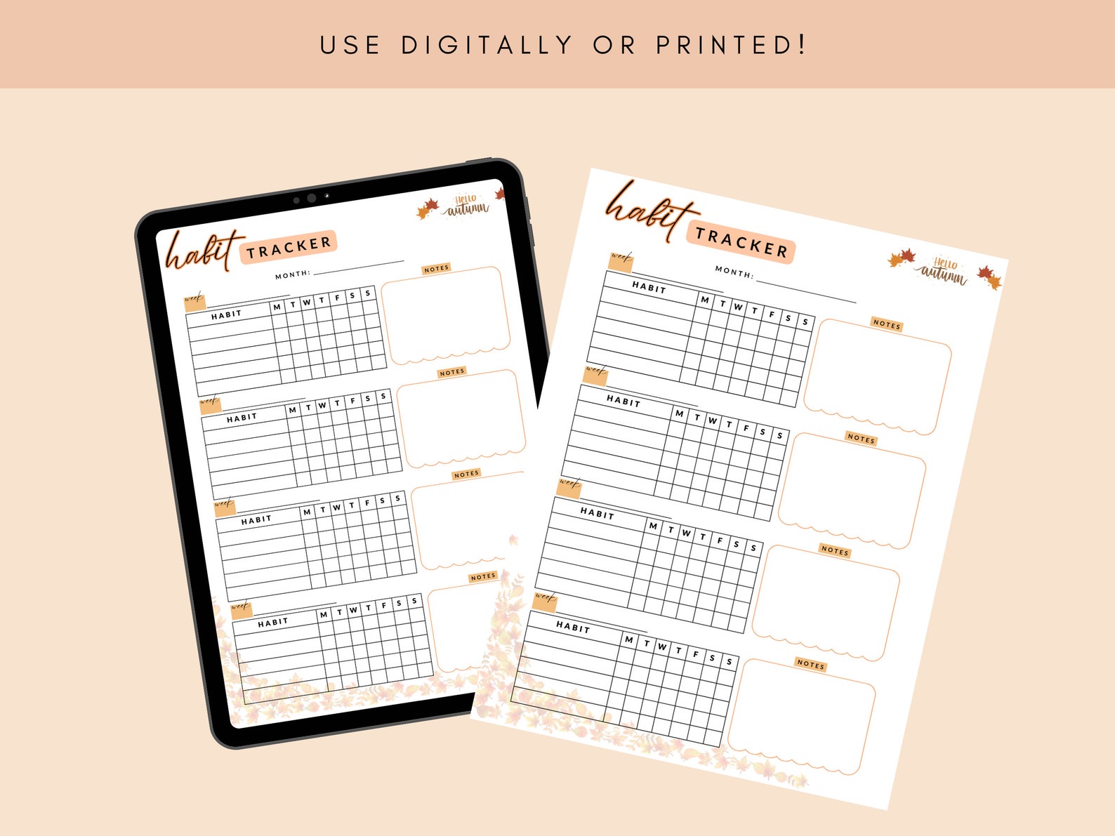 Habit Tracker for Fall, Printable Monthly Habit Tracker, Habit Tracker ...