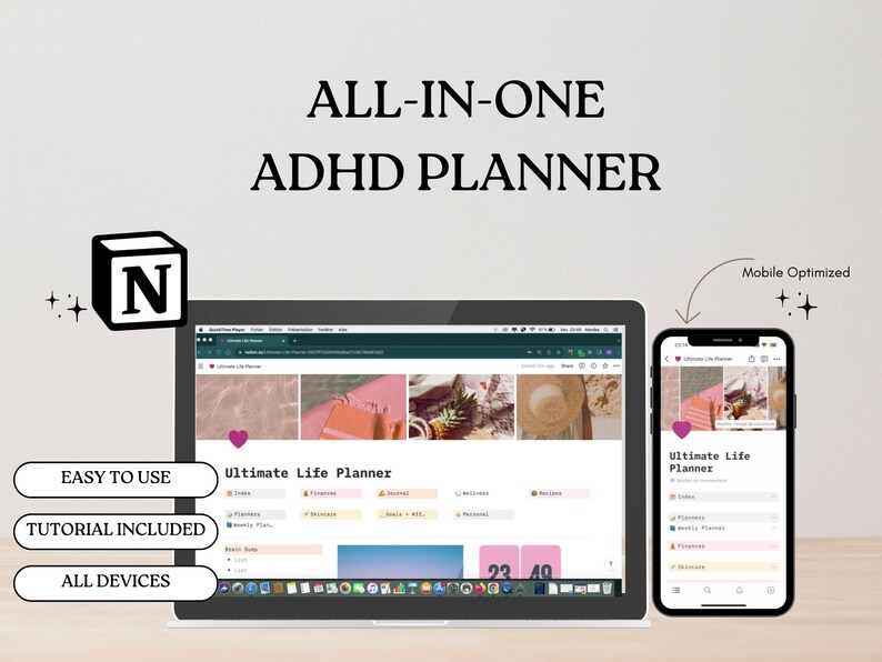 Notion Planner,all in One Notion Template - Notion Dashboard - Ultimate Notion Calendar - ADHD ...