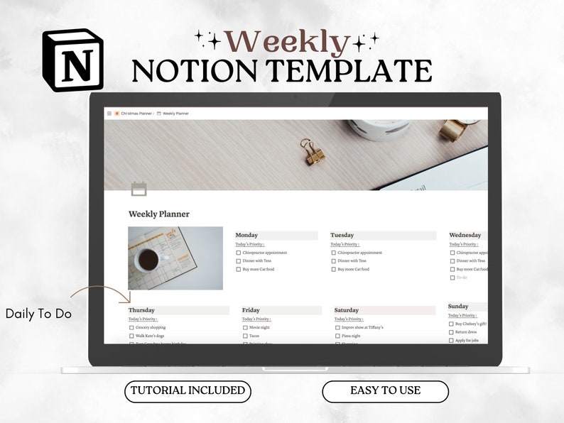 Notion Template,notion Dashboard, Notion Aesthetic, Notion Calendar, Grocery List, Notion Weekly ...