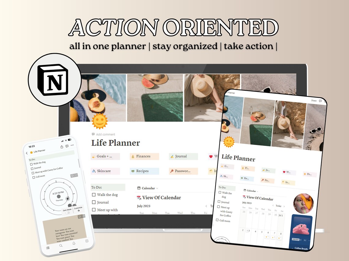 Notion Template Life Planner All in One Notion Template Notion Dashboard Ultimate Notion ...