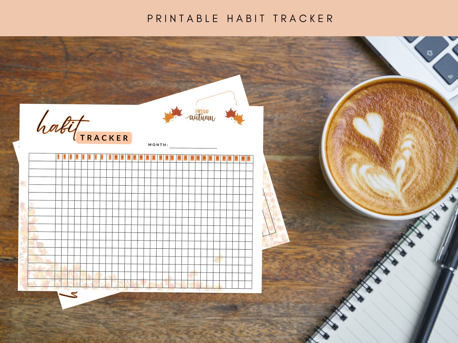 Habit Tracker for Fall, Printable Monthly Habit Tracker, Habit Tracker ...