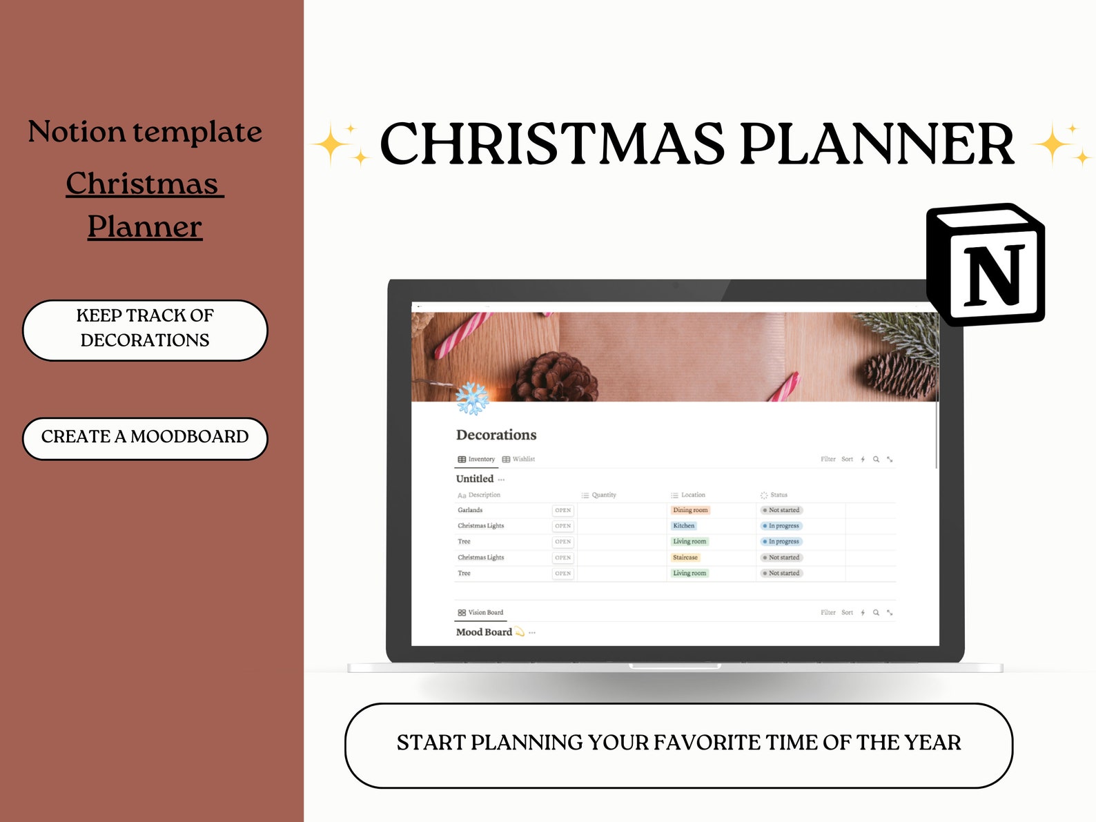 Notion Template Christmas Planner | Holiday Planner, Christmas Calendar ...