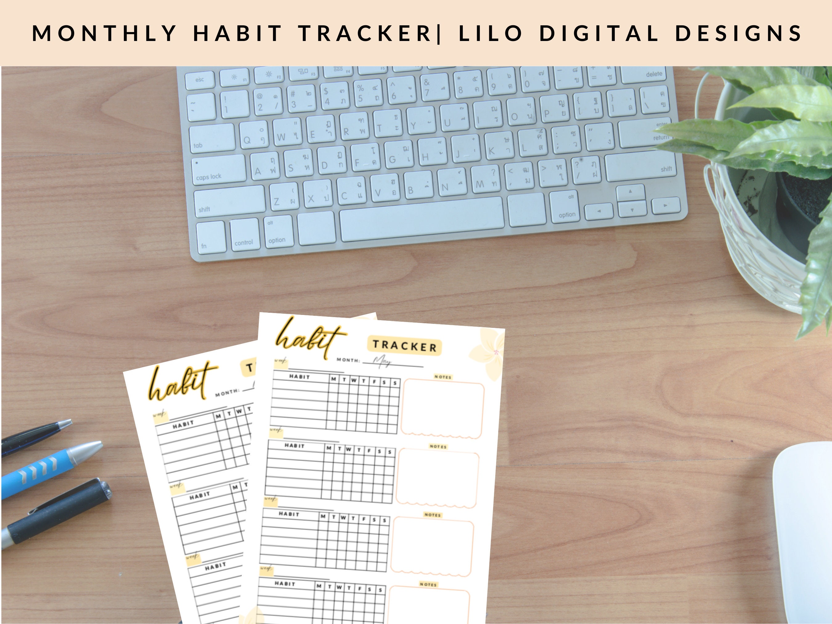 Habit Tracker, Printable Monthly Habit Tracker, Habit Tracker Year ...
