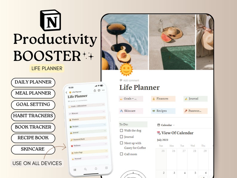 Notion Template Life Planner All In One Notion Template Notion Dashboard Ultimate Notion