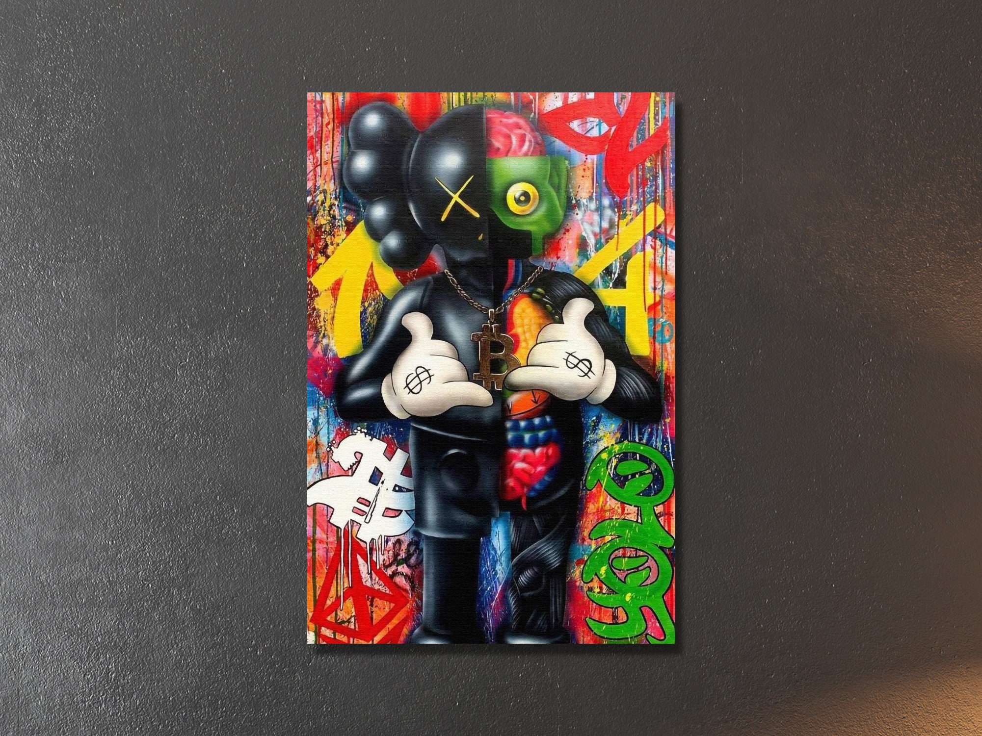 Kaws Dissected Wall Art Wood Framed Canvas Painting Prints - Etsy