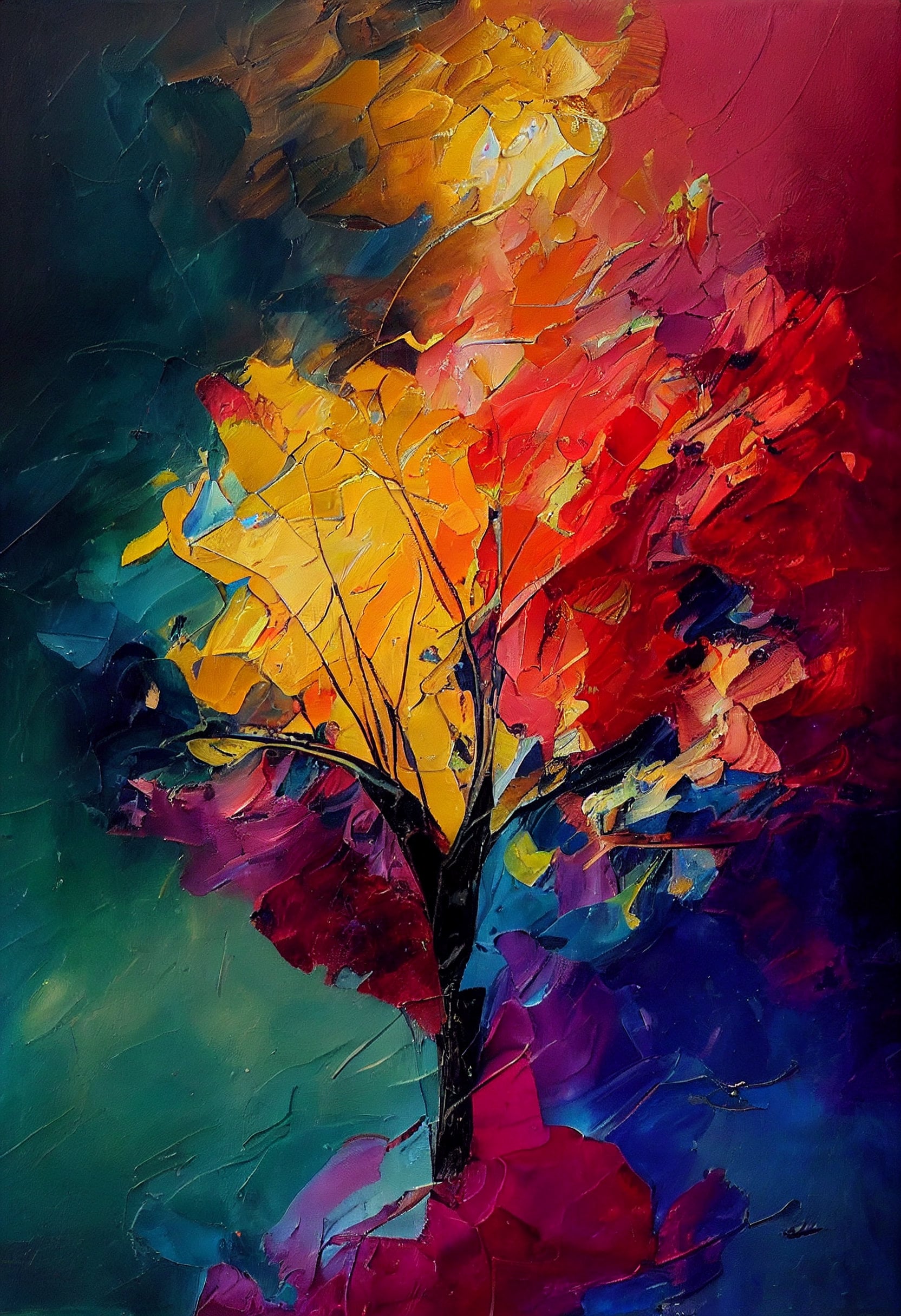 Abstract Art Tree Nature Digital Print Vibrant Vivid Aura Cool 3D Retro ...