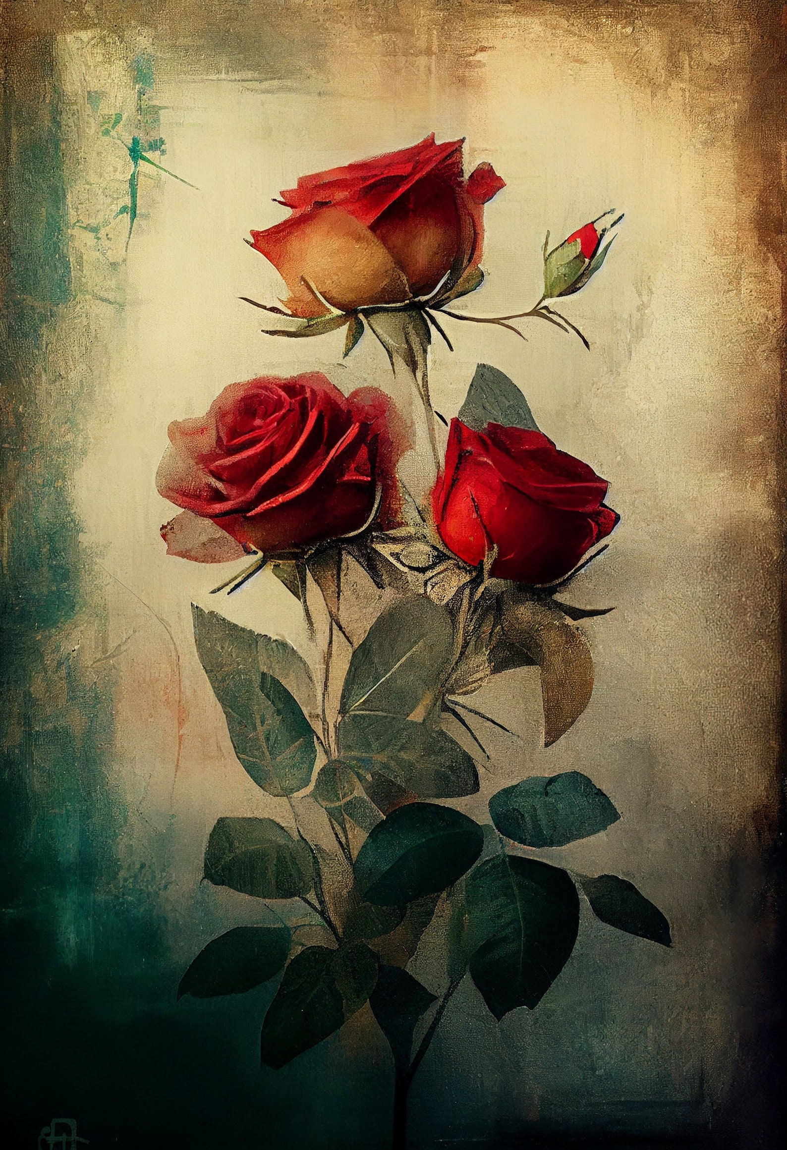 Valentine's Day Abstract Art Digital Print Flowers Hearts Sweet Love 3D ...