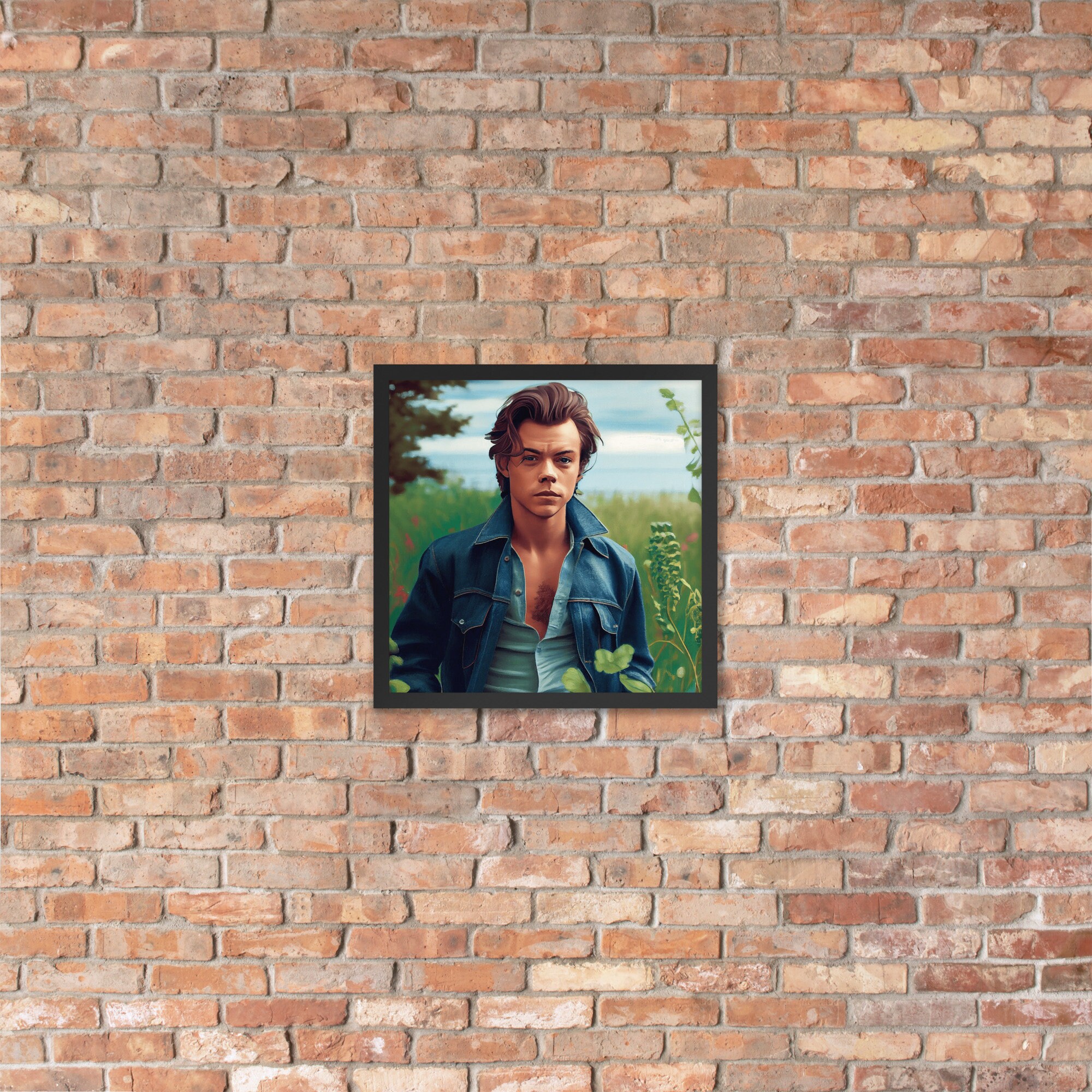 16x16 Framed Matte Poster Man With Green Eyes 3D Abstract Print Retro ...