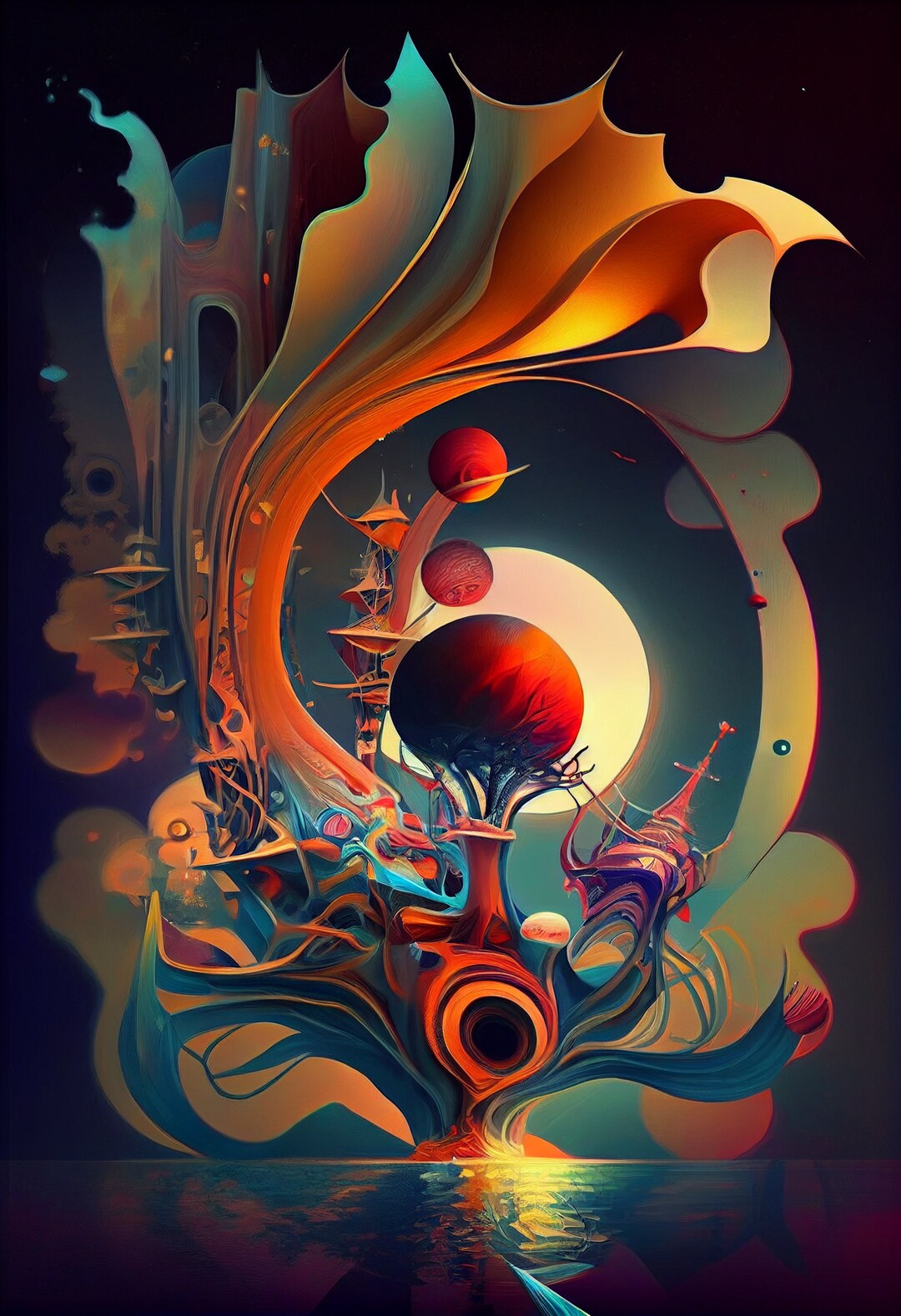 Abstract Art Digital Print Vibrant Vivid Aura Cool Psychedelic 3D Retro ...