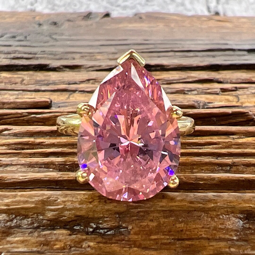 Vintage Estate Pink Ice 10K Yellow Gold Ring - US Size 6.25 - Etsy