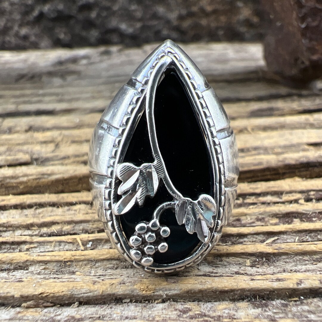 Vintage Carolyn Pollack Onyx Grapes and Leaves 925 Sterling Silver ...
