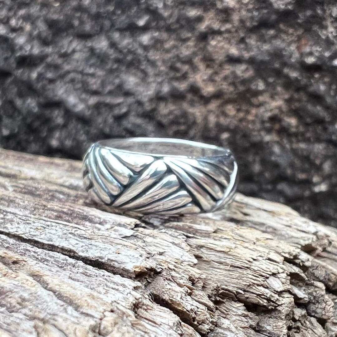 Vintage Estate Decorative Silver Band Ring - Etsy