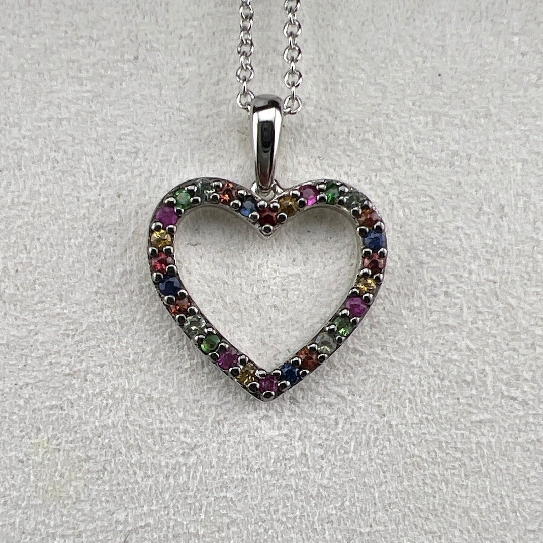 Effy Sapphire Heart 925 Sterling Silver Necklace - 18 Inches - Multi ...