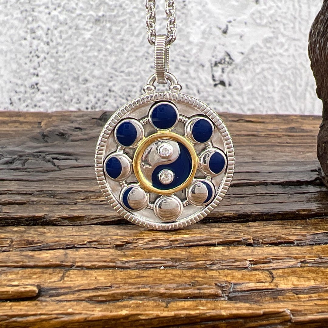 Judith Ripka Sterling Silver Yin Yang Moon Phase Medallion Necklace - Etsy