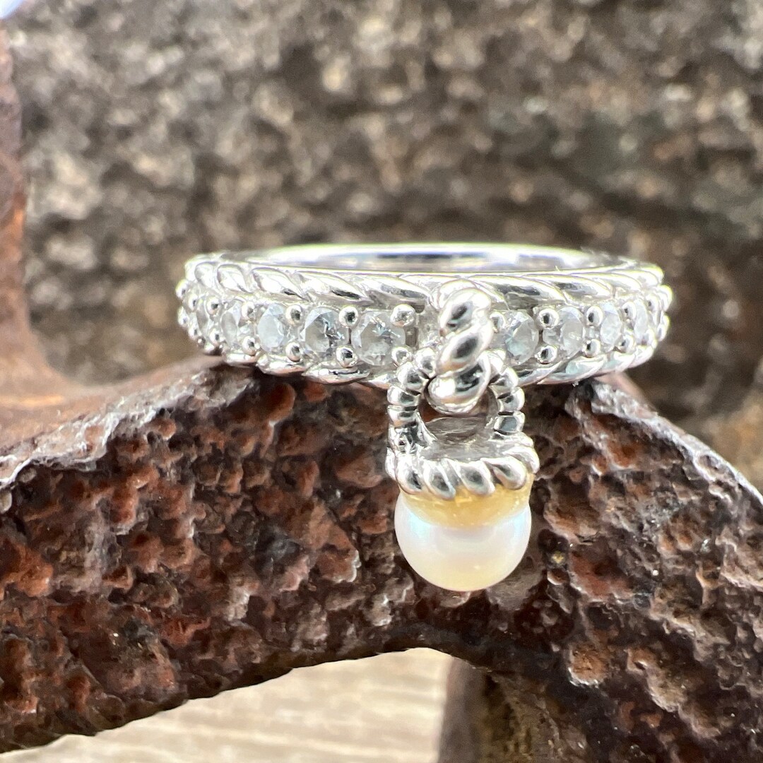 Vintage Estate Judith Ripka Pearl Charm / Dangle 925 Sterling Silver ...