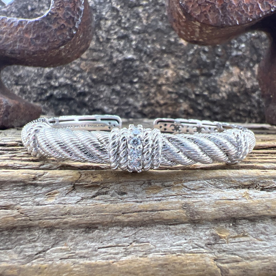 Vintage Estate Judith Ripka Cubic Zirconia Hinged 925 Sterling Silver ...