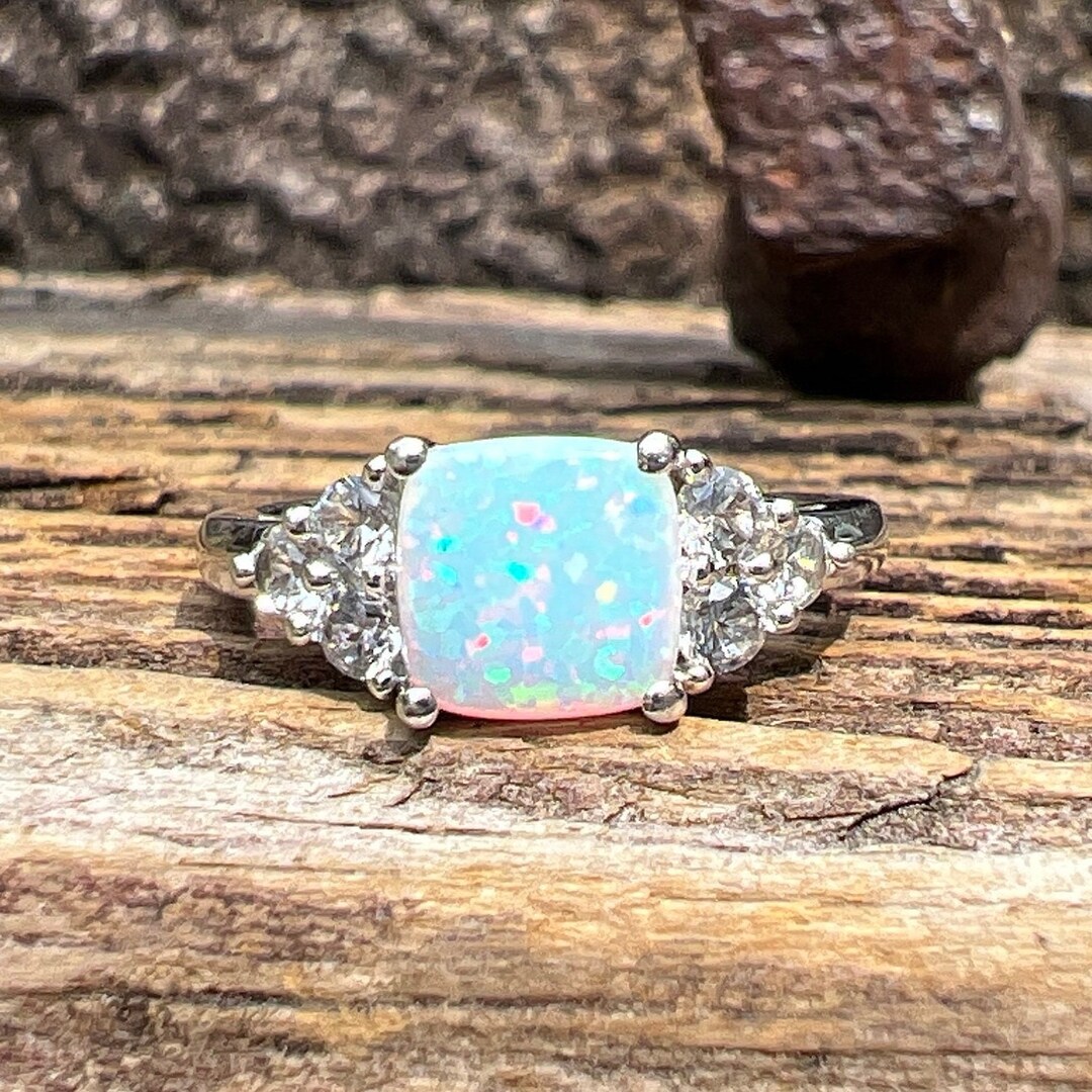 Vintage Estate Opal and Topaz 925 Sterling Silver Ring - Etsy