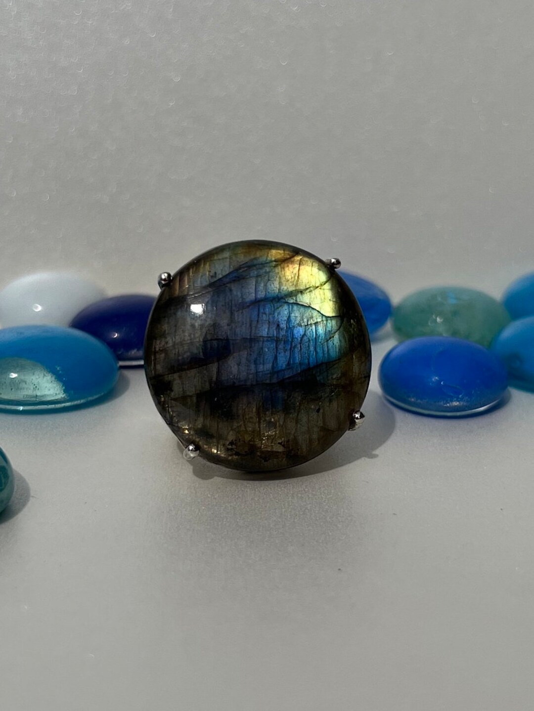 Large Sterling Silver Labradorite Ring - Etsy