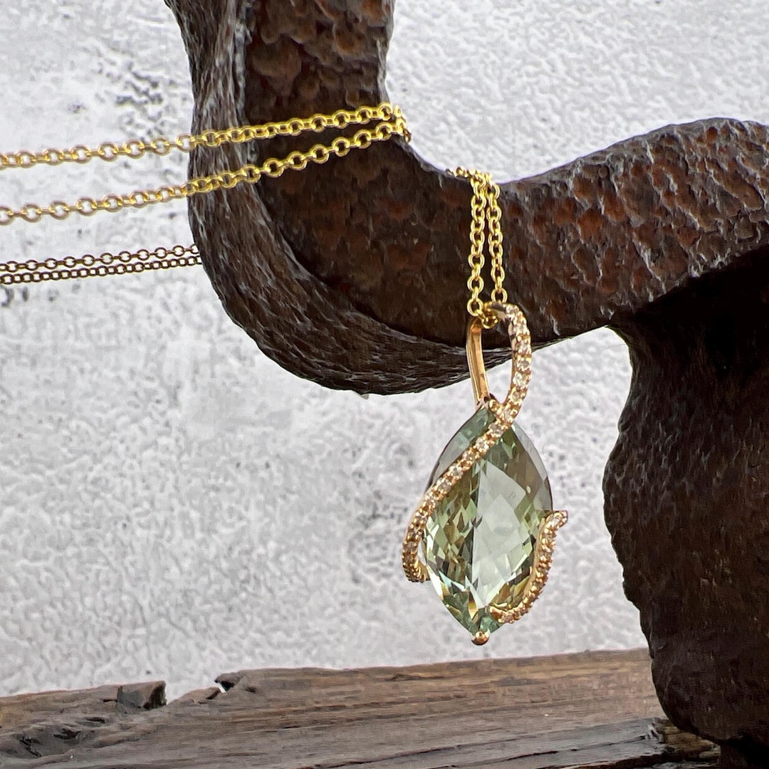 EFFY Prasiolite and Diamond 14k Yellow Gold Pendant Necklace - 18 ...