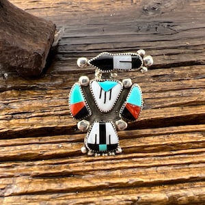 Native American Zuni Bird Inlay 925 Sterling Silver Ring - Vintage ...