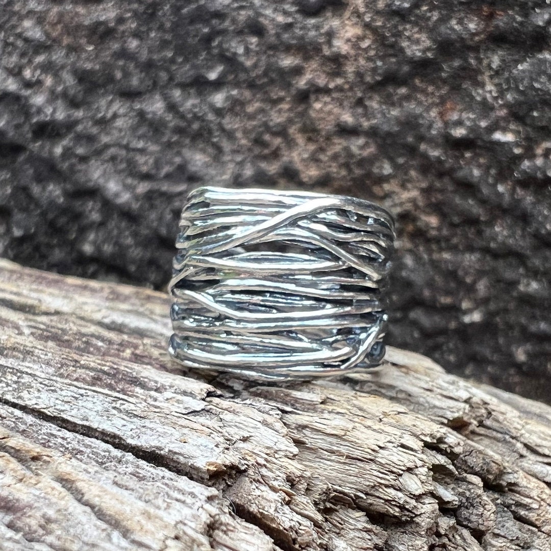 Estate Twisted Wire Appearance Decorative 925 Sterling Silver Band Ring ...