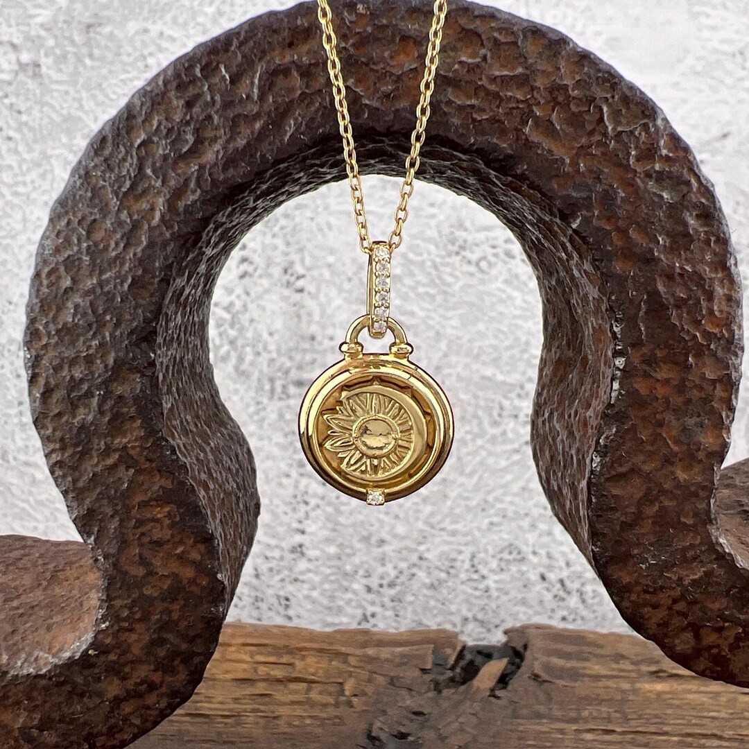 Judith Ripka Little Luxuries Sun and Moon Medallion Gold Toned Cubic ...