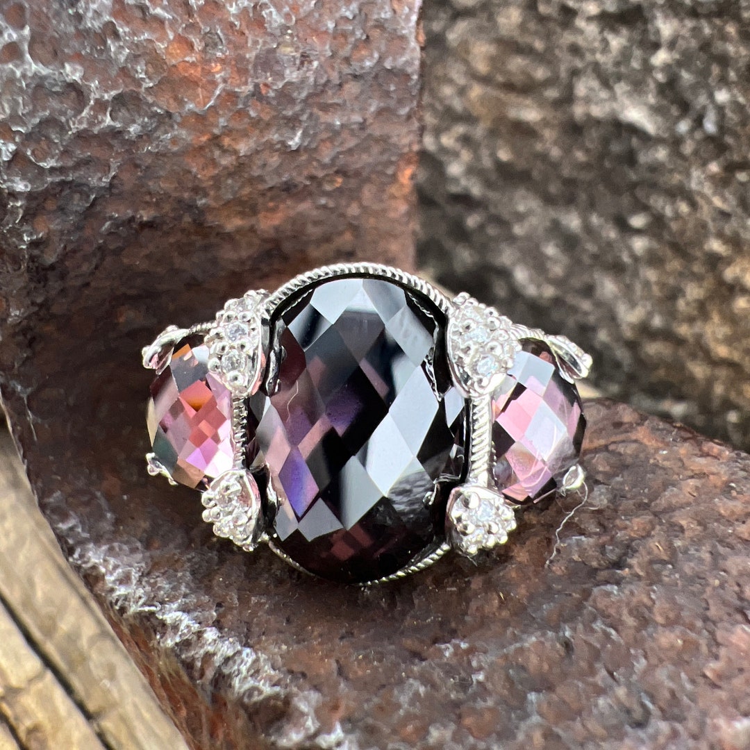 Vintage Estate Judith Ripka Pink Hematite Doublet 925 Sterling Silver ...