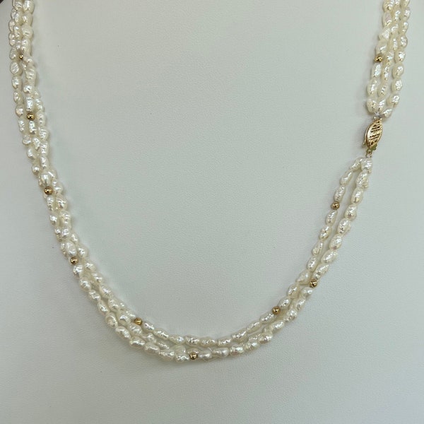 Freshwater Pearl Necklace Rice 14k Gold - Etsy