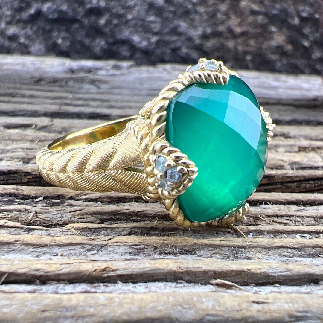 Vintage Estate Judith Ripka Green Quartz Doublet 925 Gold Vermeil ...