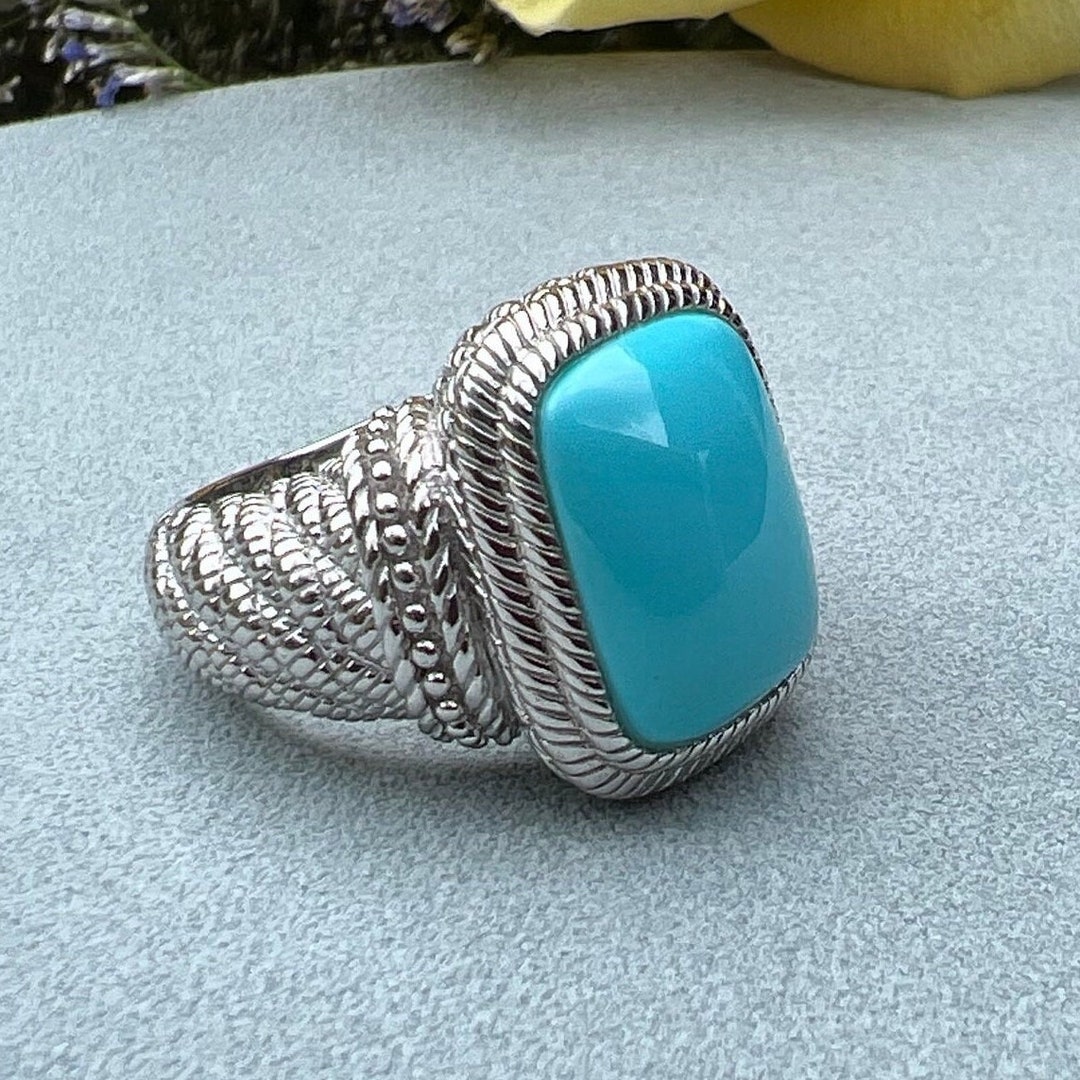 Judith Ripka Faux Turquoise Cable Cocktail Sterling Silver Ring - Etsy