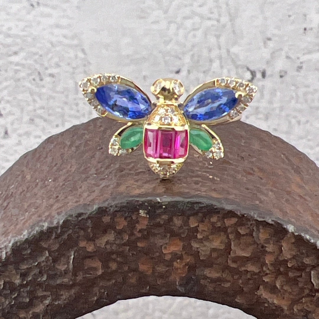 EFFY Gemstone Butterfly 14k Yellow Gold Ring - Ruby, Emerald, Sapphire ...