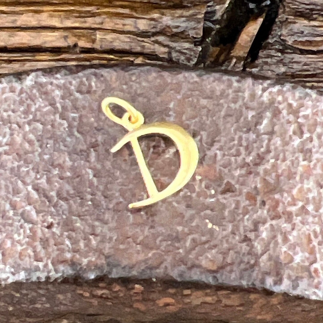 Letter D 18k Yellow Gold Pendant Charm - Estate - Etsy