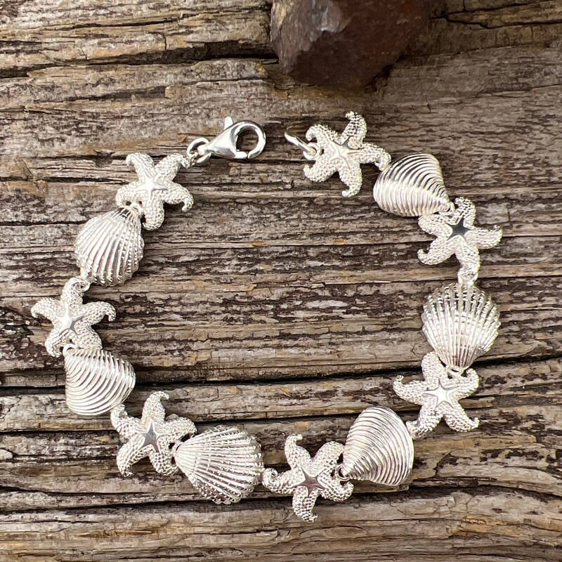 Silver Seashell Bracelet - Etsy