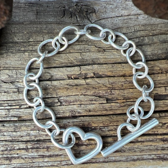 Sterling silver heavy toggle clasp bracelet - Gem