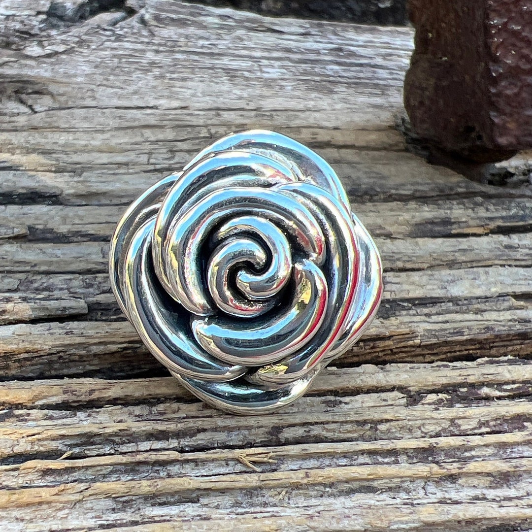 Vintage Estate Puffed Rose 925 Sterling Silver Ring - Etsy